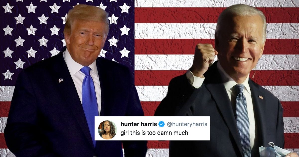 Reactions to US election 2020 between Biden and Trump.